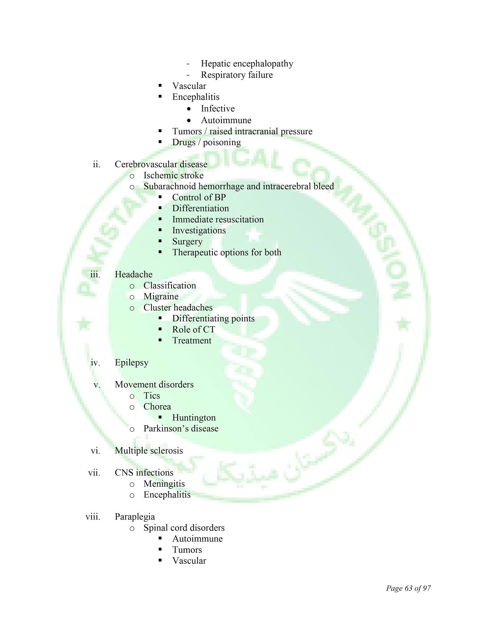 NLE Exam Pakistan Syllabus 2021