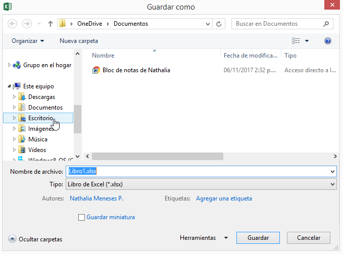 Guardar archivos de excel - Curso básico de Excel.