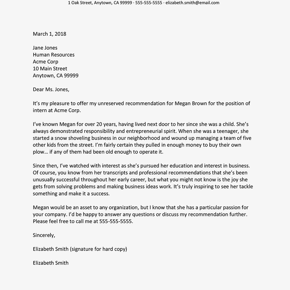 Letter Of Recommendation For Yourself Template ~ Resume Letter