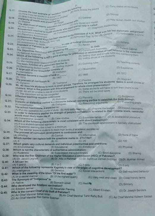 KNOWLEDGE FOR ALL: SPSC WRITTEN TEST PAPERS HEAD MASTERS BS.17 FROM ...