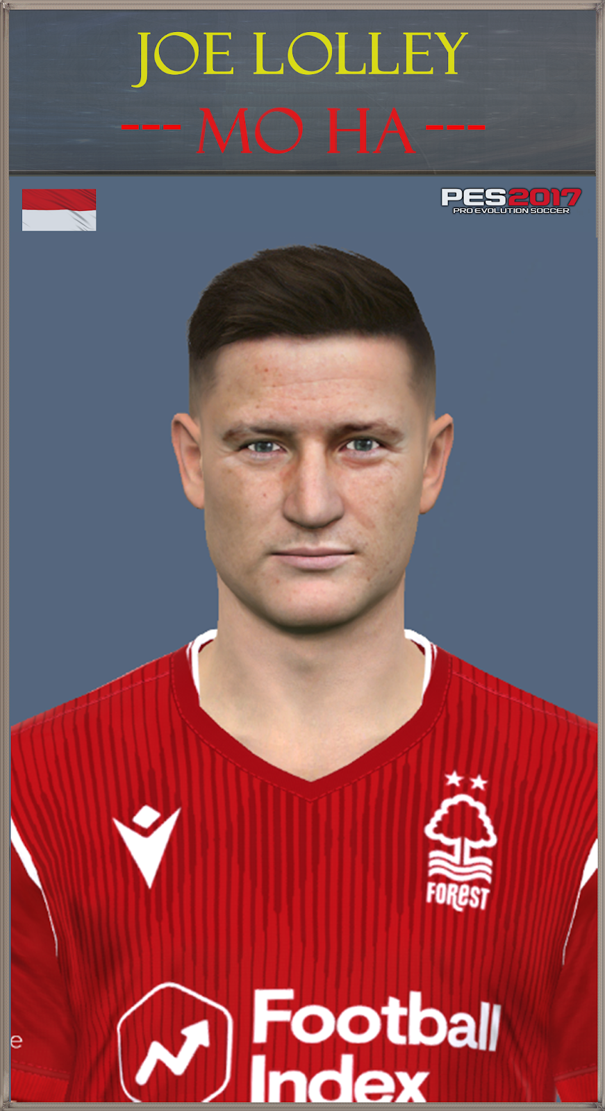 Faces by Mo Ha: Pes 2017 Joe Lolley (Nottingham Forest)