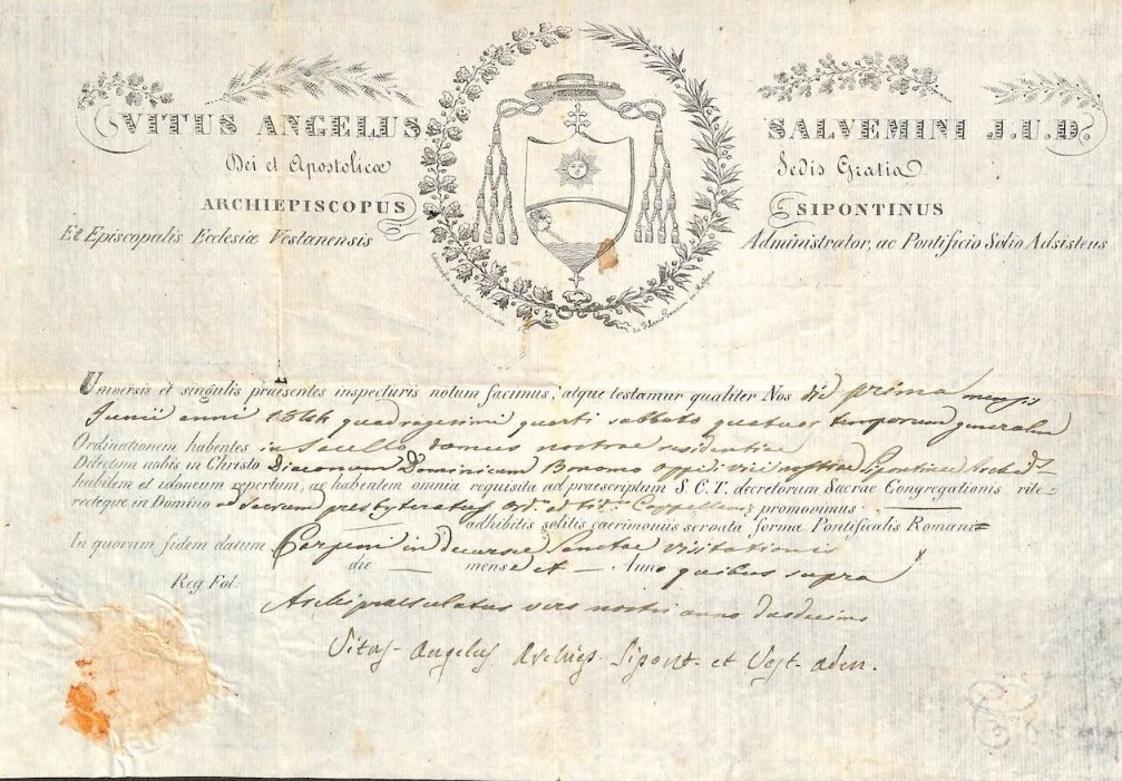 Araldica ecclesiastica: Salvemini, Vito Angelo (1786-1854), arcivescovo