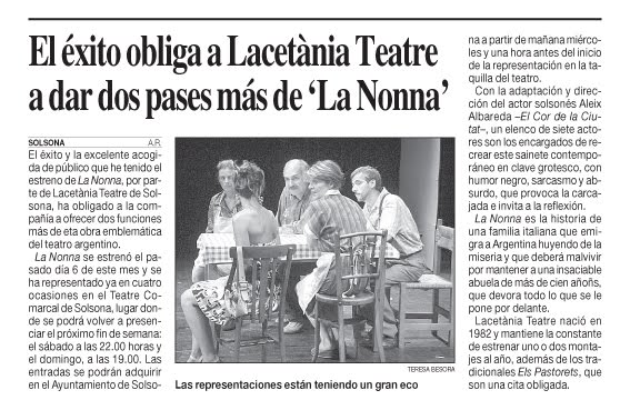 Lacetània Teatre: LA NONNA. Roberto Cossa. 2009-2013