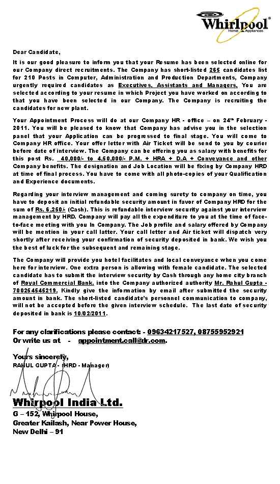 KOL KOL KOL BLOG: appointment letter format