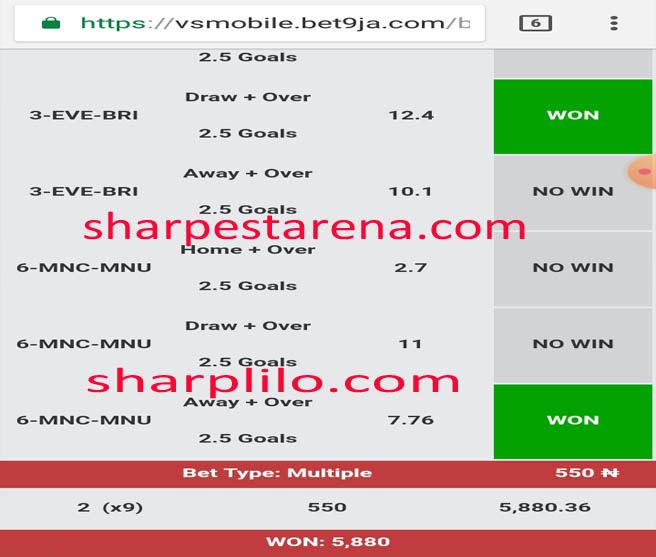Bet9ja Virtual Football Winning Tickets Screenshot 2020