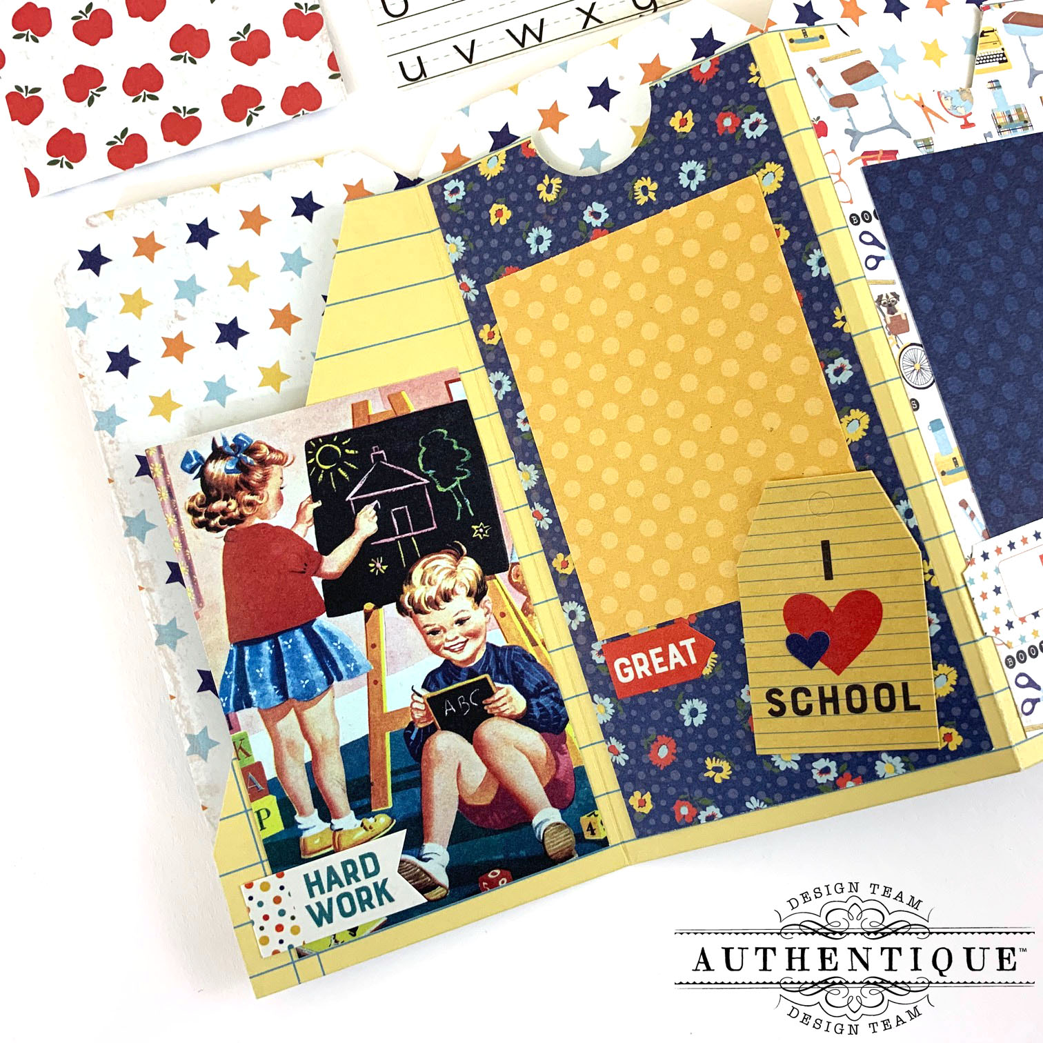 goldiecar designs: AUTHENTIQUE PAPER: Scholastic One Page Mini Album