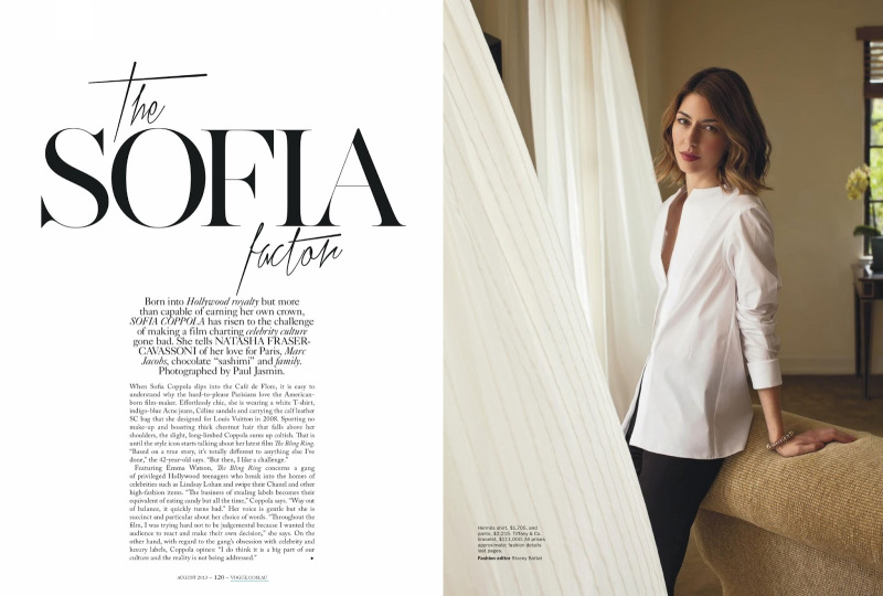 Sofia Coppola by Paul Jasmin Magazine Photoshoot For Vogue Australia ...
