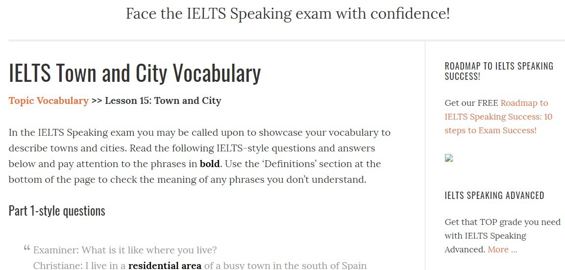 C1.1: IELTS SPEAKING: TOWNS AND CITIES
