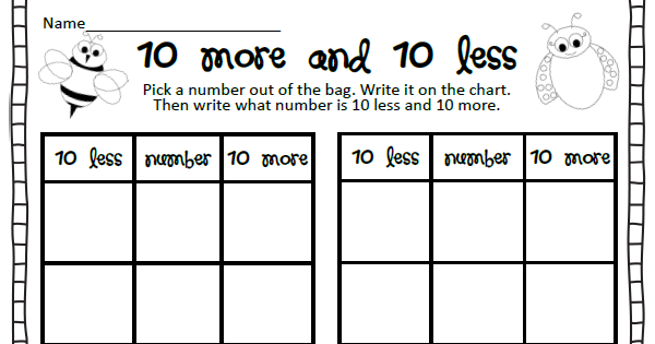 Peterson's Pad: 10 more 10 less freebie