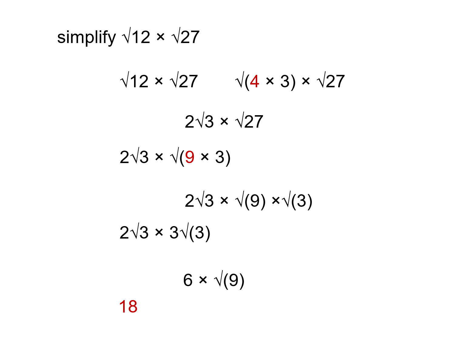 MEDIAN Don Steward mathematics teaching: surd simplification