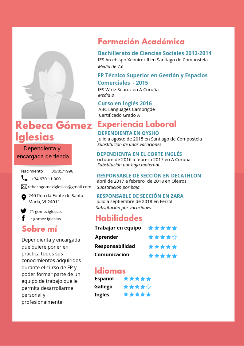 Lluvia de sueños: Currículum Vitae