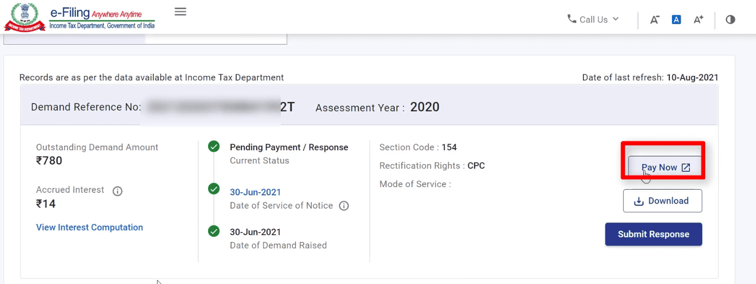 How to pay income tax outstanding demand in new portal”