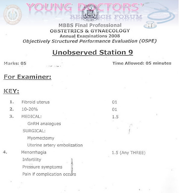 Solved Gynecology and Obstetrics OSPE by UHS - Set 2 ~ YOUNG DOCTORS' RESEARCH FORUM