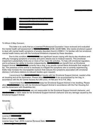 Psychiatric Service Dog Letter Template ~ Resume Letter