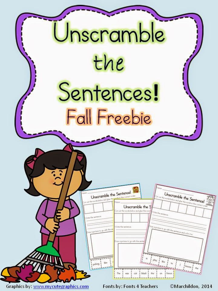 Classroom Freebies Too: Unscramble the Sentences Fall Freebie Classroom Freebies Too: Unscramble the Sentences Fall Freebie