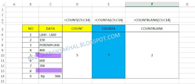 Cara Menggunakan Rumus COUNT dan COUNTA serta COUNTBLANK di MS. Excel ...