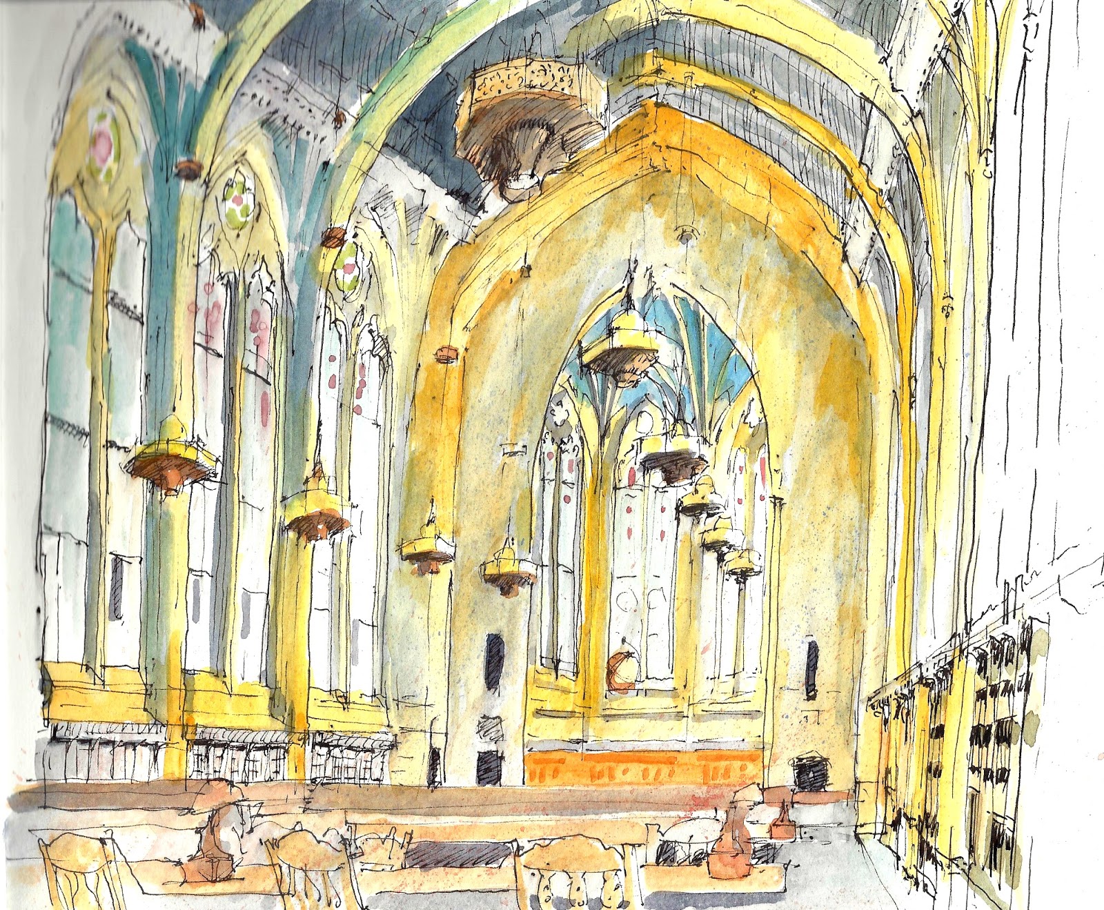 Urban Sketchers Seattle: UW Suzzallo Library