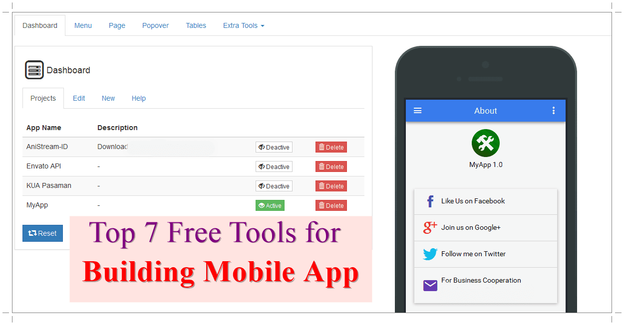 Top 7 Free Tools for Building Mobile App by Own