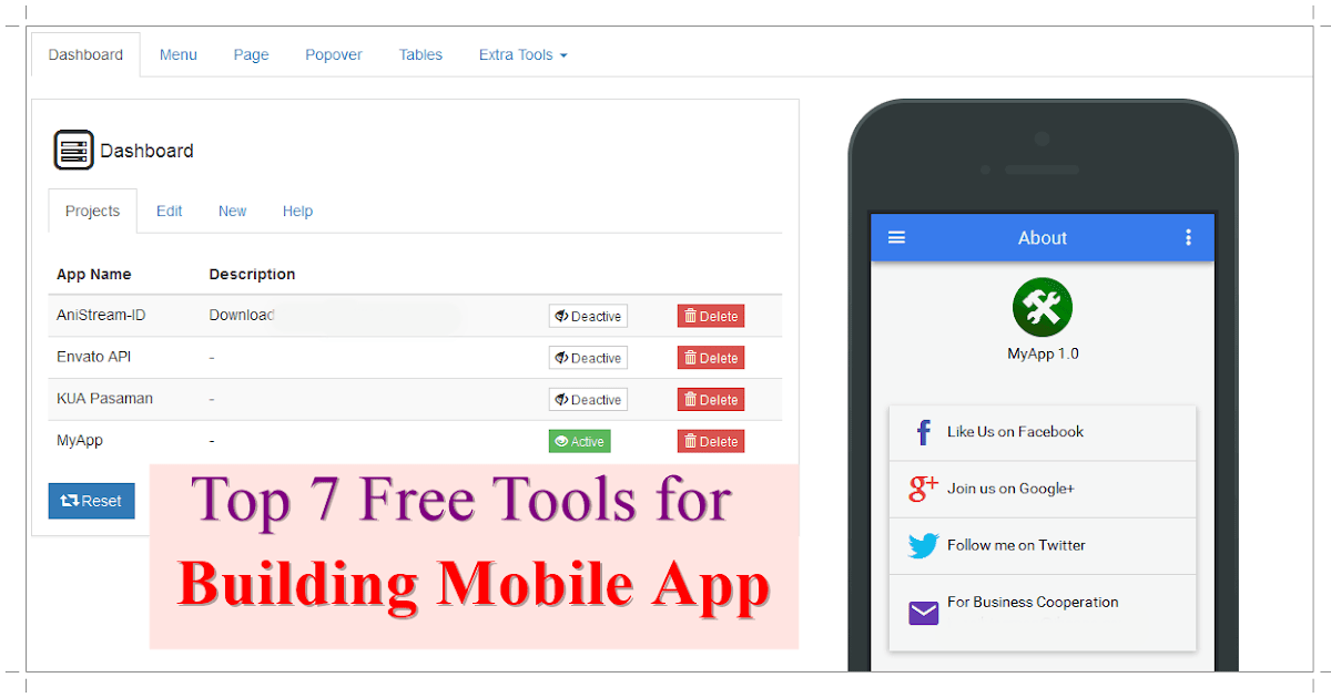 Top 7 Free Tools for Building Mobile App by Own
