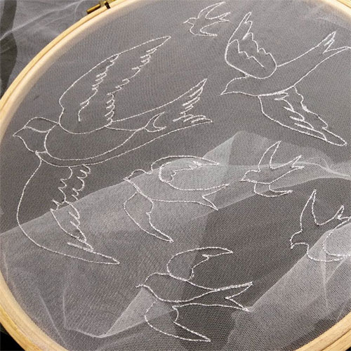 My Owl Barn: Delicate Hand-Embroidery With Sequins and Beads On Tulle