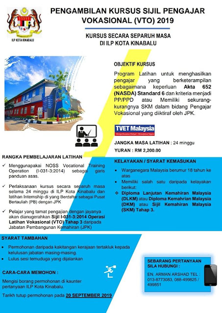 Pengambilan Kursus Sijil Pengajar Vokasional (VTO) | ILP Kota Kinabalu ...