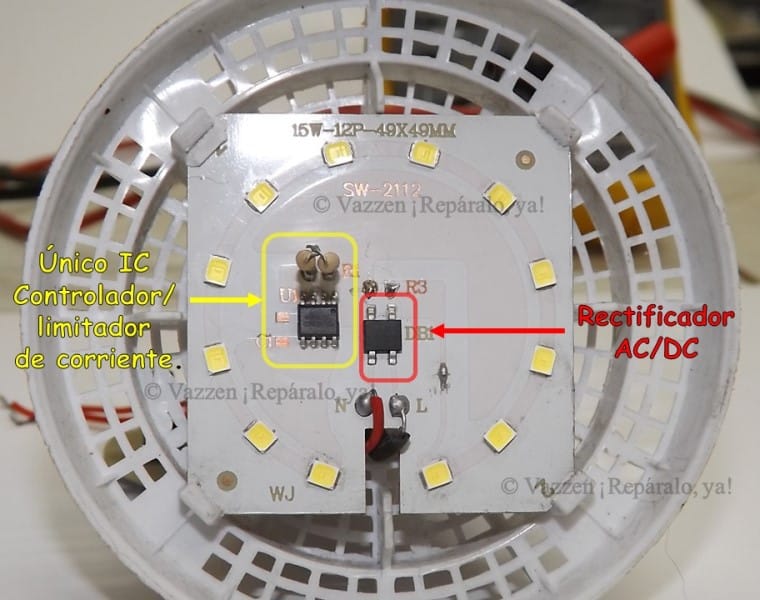 Funcionamiento del circuito en lámparas y luminarias LED´s. Diagramas y ...