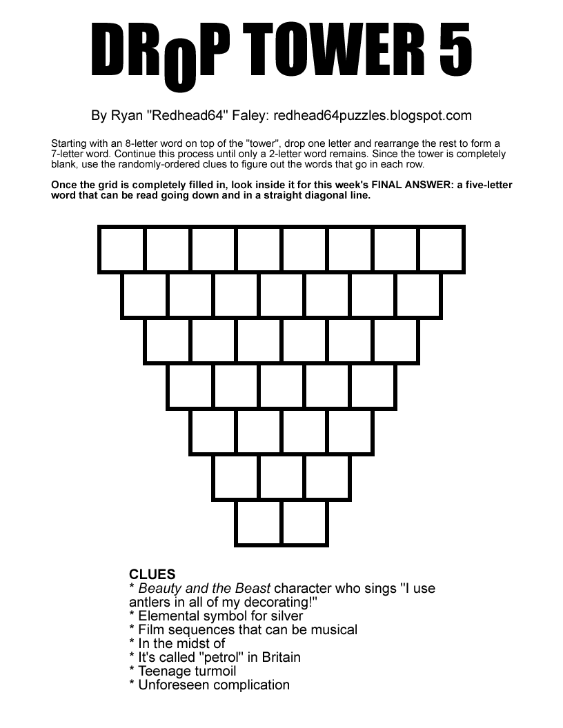 Redhead64's Obscure Puzzle Blog!: PUZZLE #174: Drop Tower 5