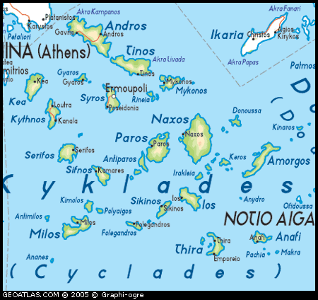 Map of Cyclades Islands | Map of Greece Regional Political Province