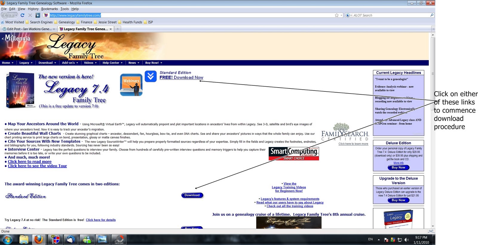 Genealogy on the Internet: Legacy - Installing Legacy