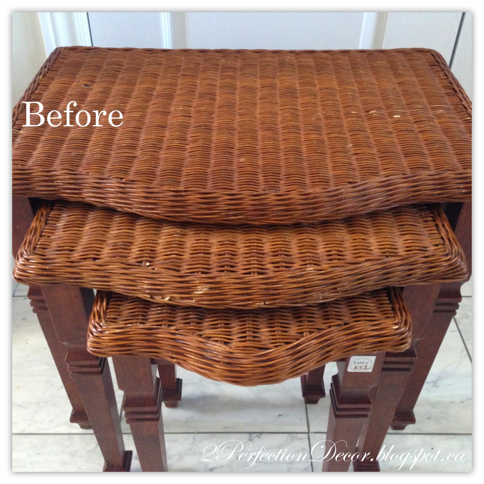 2Perfection Decor: Wicker Nesting table Makeover