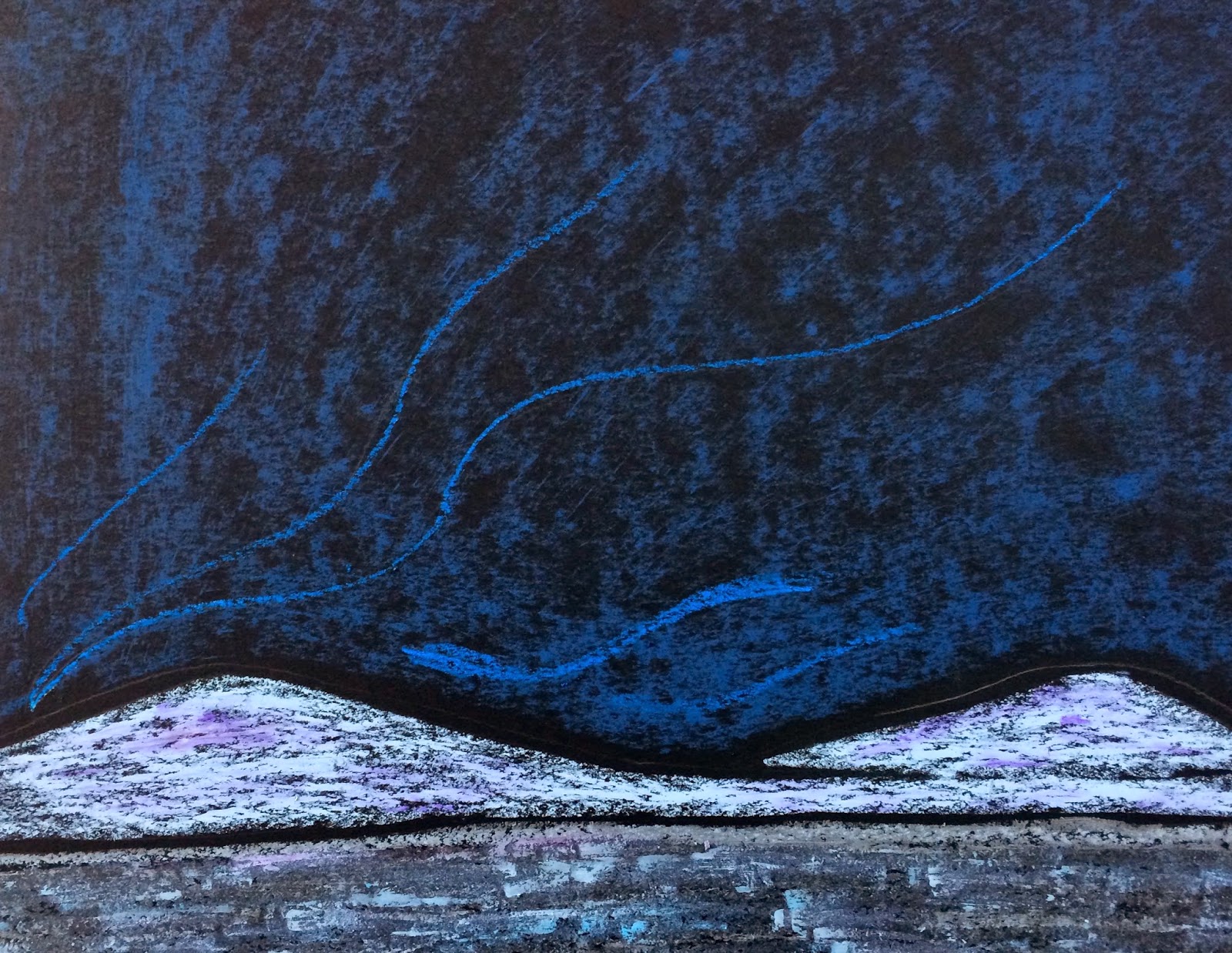 Kathy's Art Project Ideas: Northern Lights Winter Landscape Art Lesson