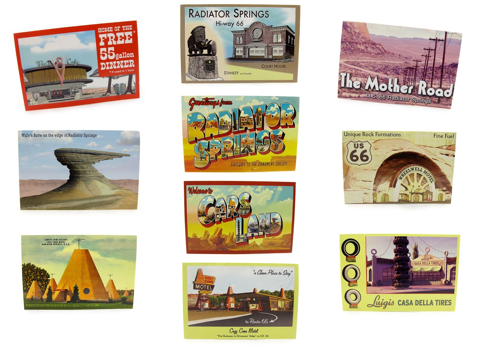 Dan the Pixar Fan: Cars: "Radiator Springs" Cars Land Postcards