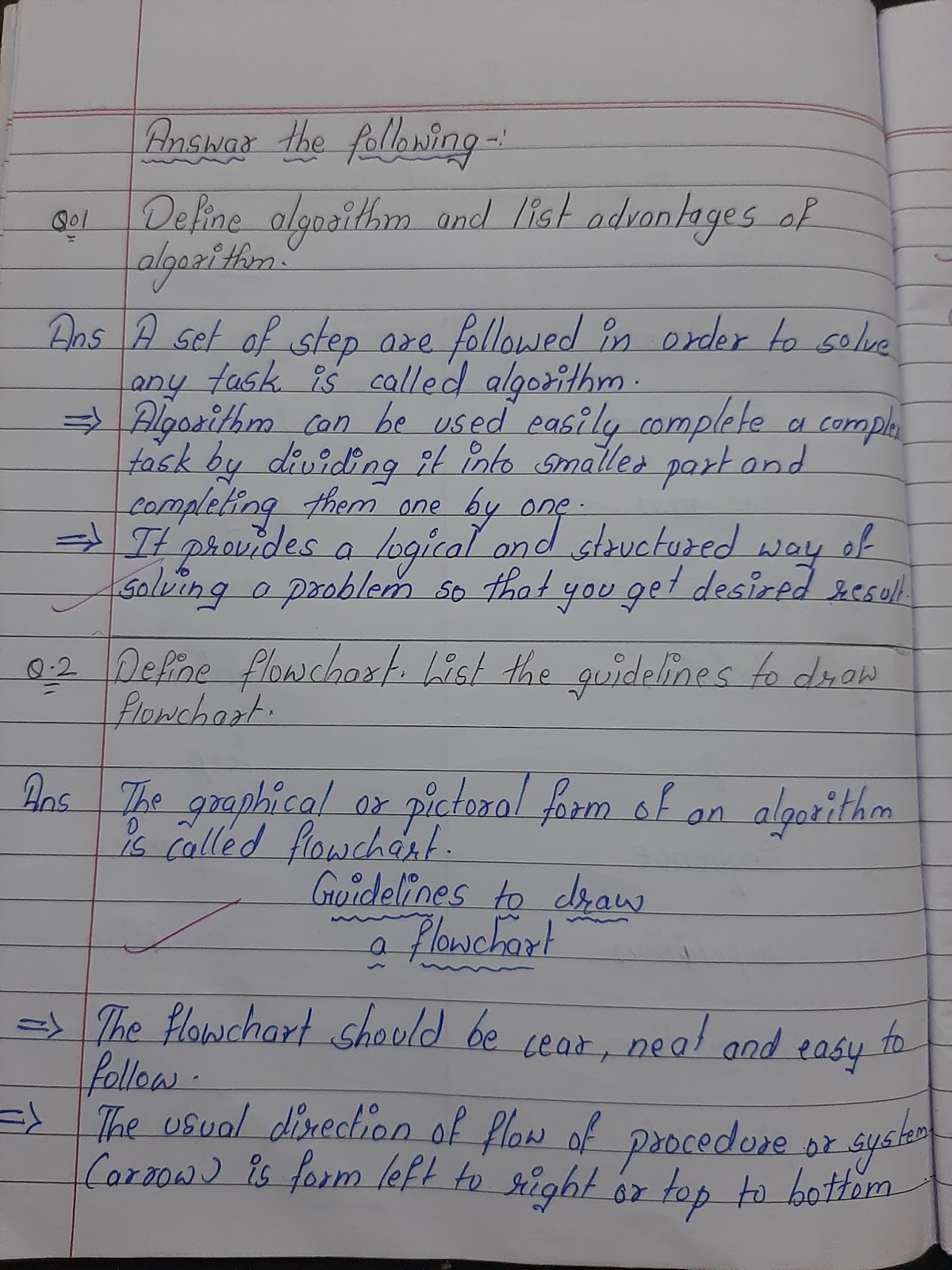 Computer - Algorithms and Flowchart (Notebook)