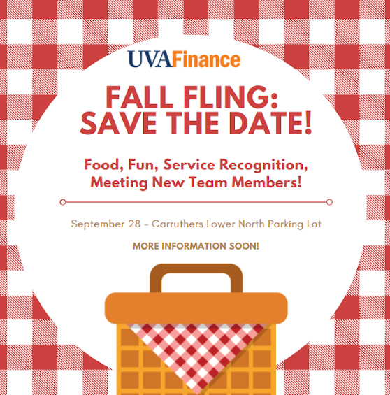 Save the Date: UVAFinance Fall Fling | SUPPLIERS: UVA Finance