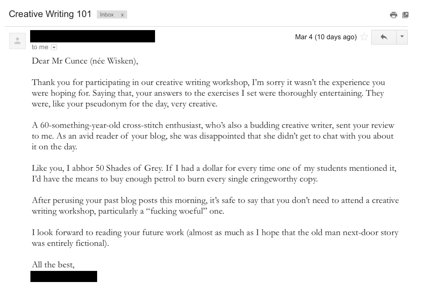 Rich Wisken Writes: Creative Writing 101