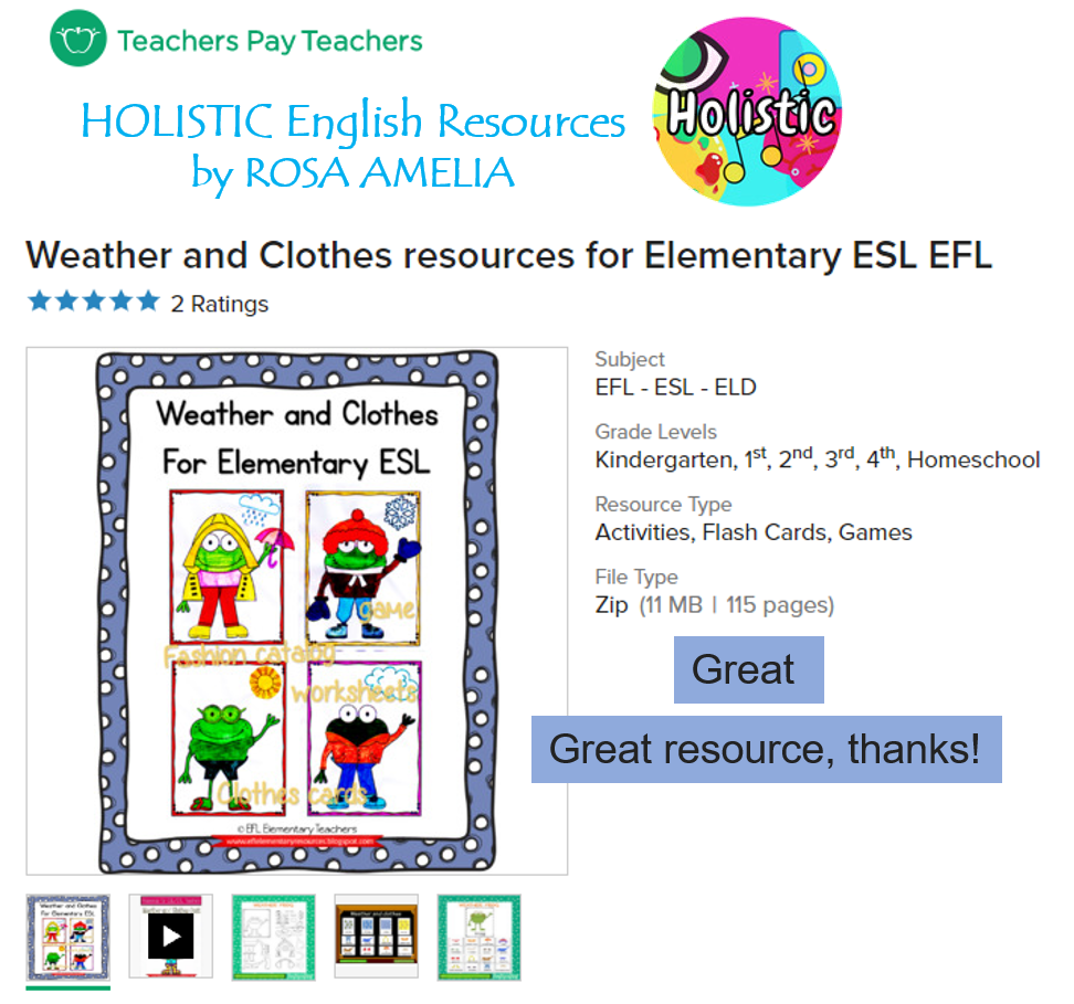 EFL Elementary Teachers: Weather and Clothes Themes for the ESL Learner