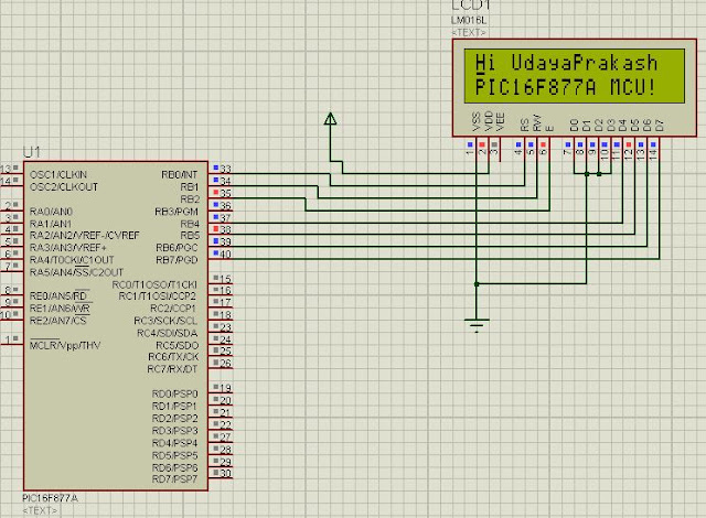 PIC16f877a 4 Bit mode Interfacing LCD Display using MPlab and Pickit3 ~ Udaya Prakash Jayaram