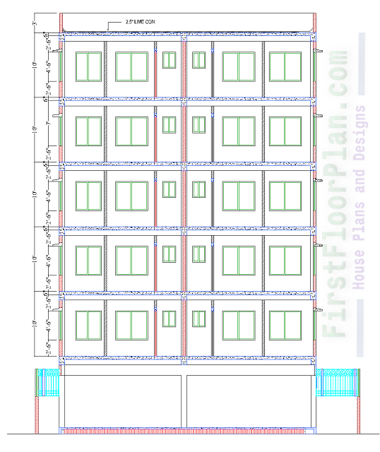 6 Storey Residential Building Plans and Section | Two Bedrooms Per Unit ...