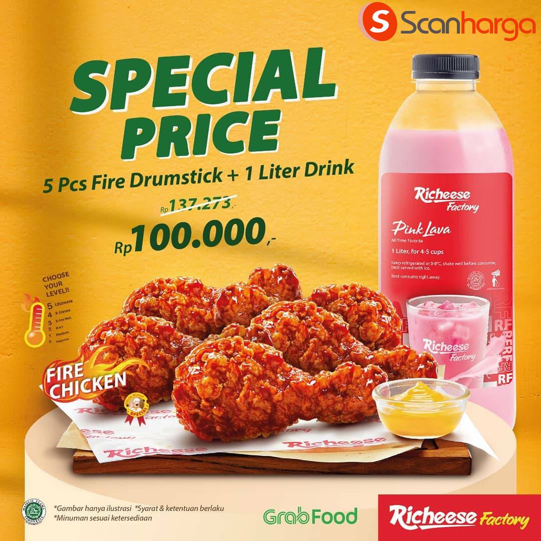 RICHEESE FACTORY Promo SPECIAL PRICE 5 FIRE DRUMSTICK + 1L MINUMAN cuma ...