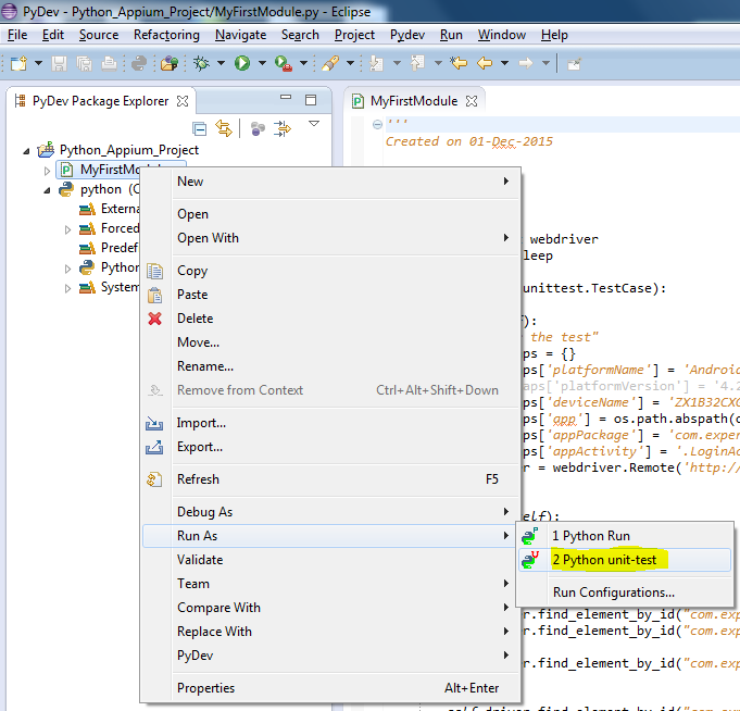 Appium Python - Executing 'Appium-Webdriver' automation script on ...