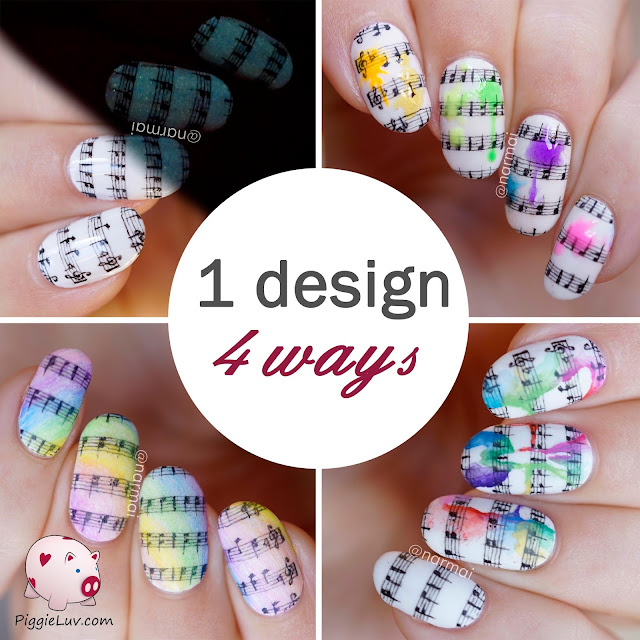 PiggieLuv: 1 nail art design, 4 ways + video tutorial!