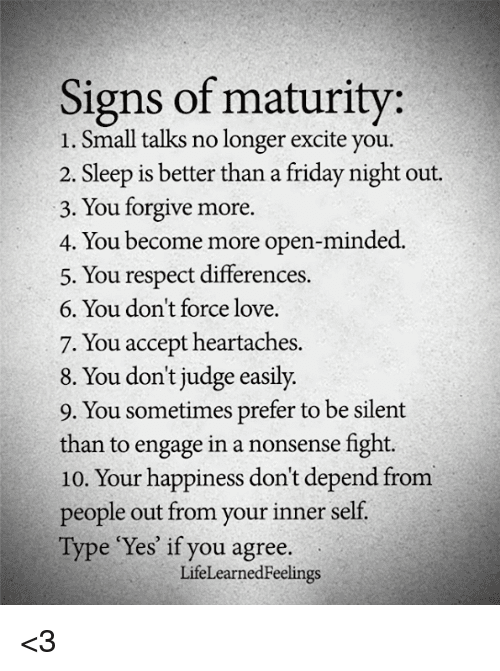 10 SIGNS OF MATURITY.
