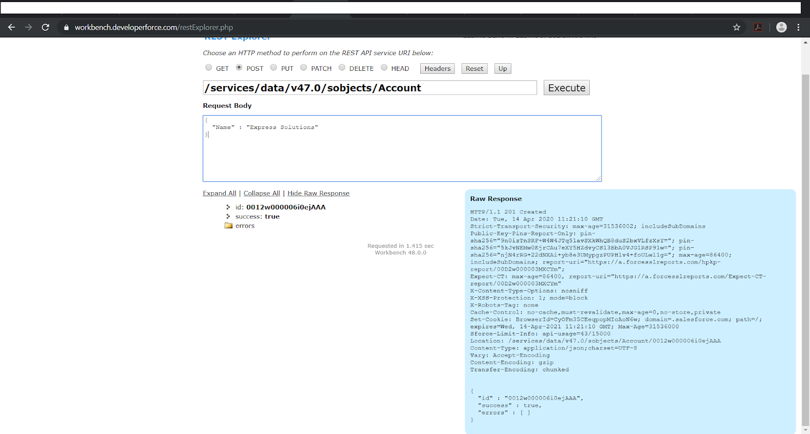 REST API using Workbench