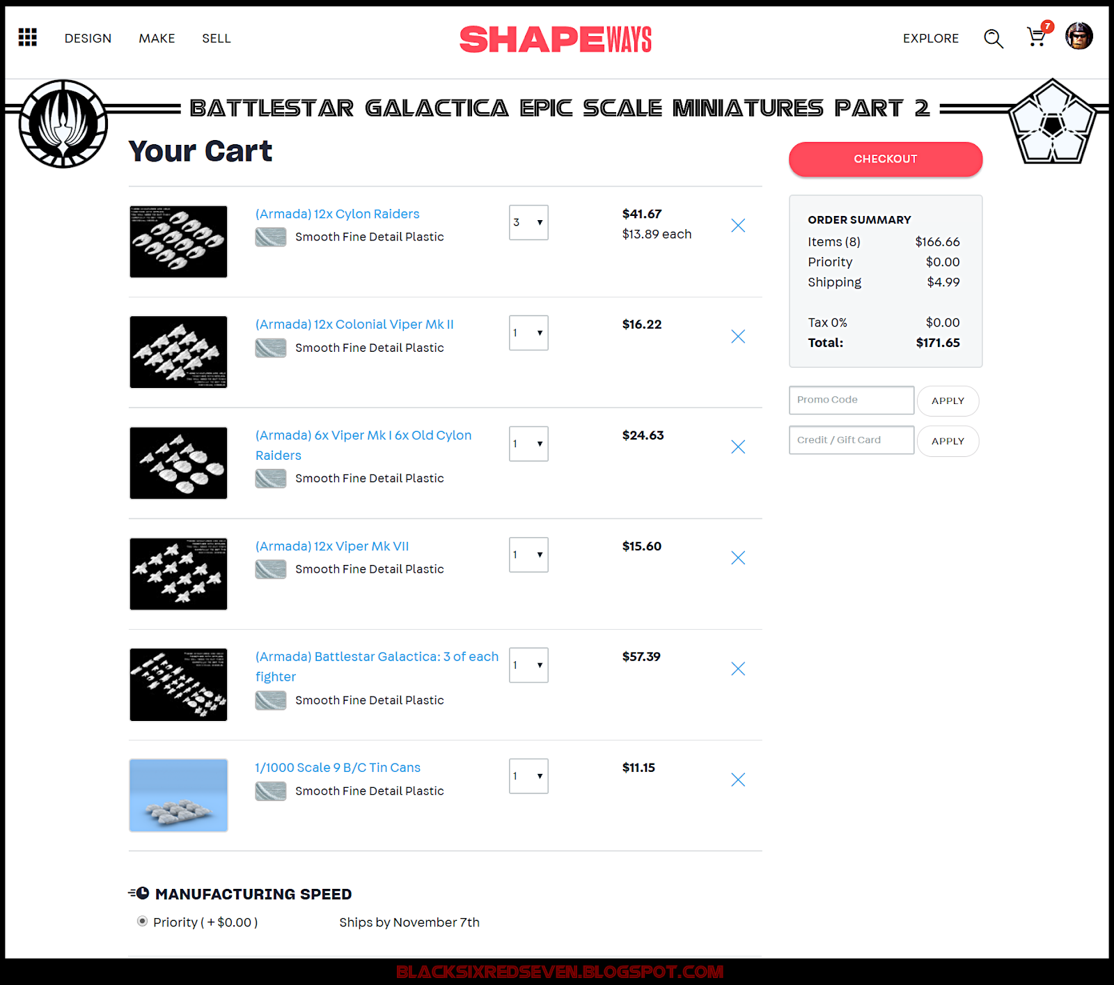 BLACK SIX RED SEVEN: BSG SHAPEWAYS SQUADRONS & SMALL SHIPS - EPIC SCALE ...