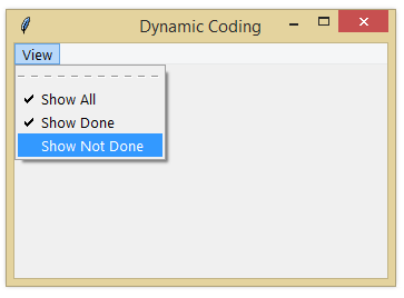 Create Menubar in tkinter - Dynamic Coding