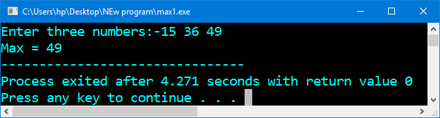 Program in C and C++ to find the greatest number among three numbers ...