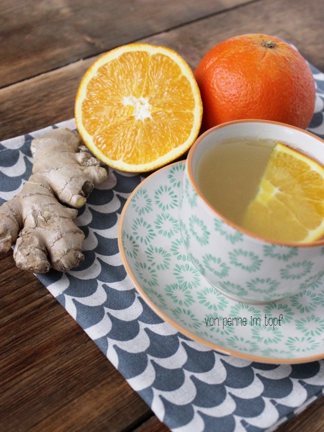 Penne im Topf: Orangen-Ingwer-Tee