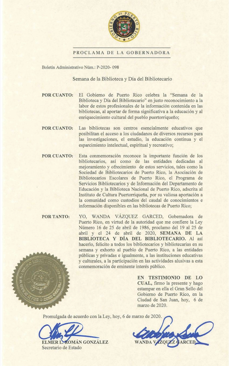 Biblioteca Dr. Juan José Osuna: Proclama Semana Biblioteca y Día del ...