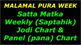 Satta Matka Weekly (Saptahik) Jodi Chart & Panel (pana) Chart | Malamal ...