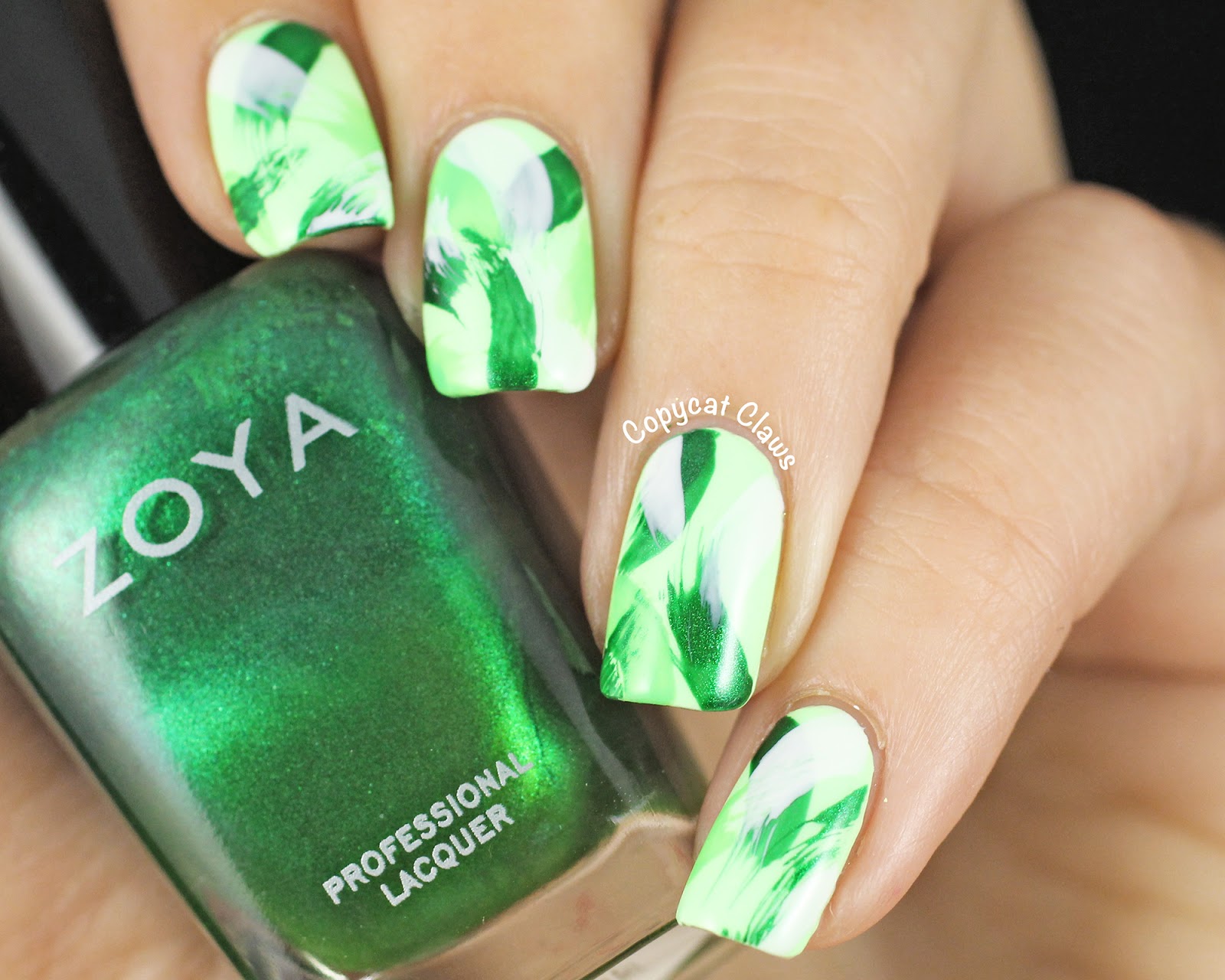 Copycat Claws: 31DC2014 Day 4 - Green Brushstroke Nail Art